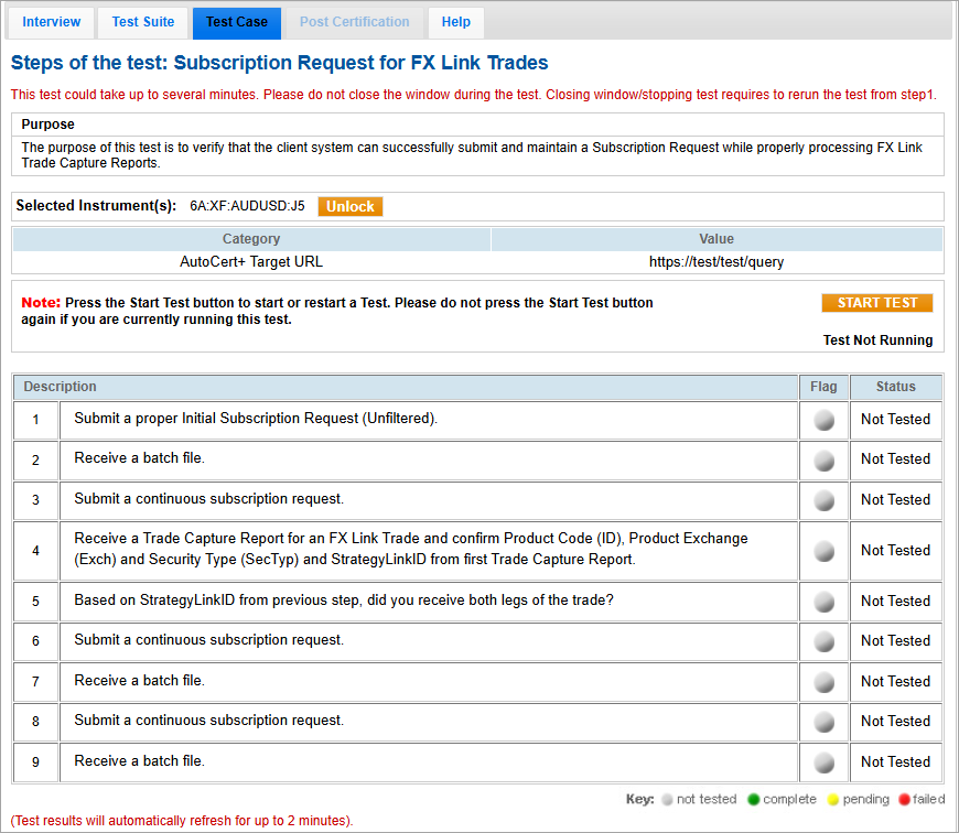 Subscription Request for FX Link Trades